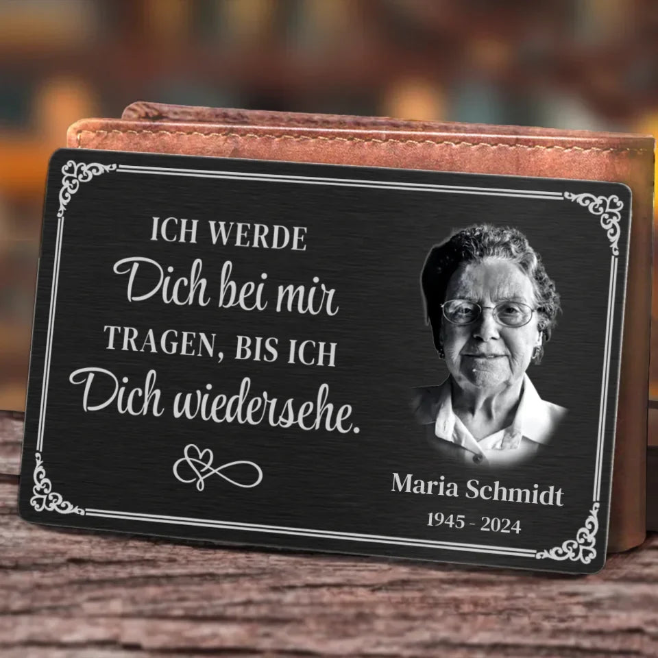 Personalisierte Edelstahlkarte zur Erinnerung an Verstorbene fürs Portemonnaie | Geschenk für ...