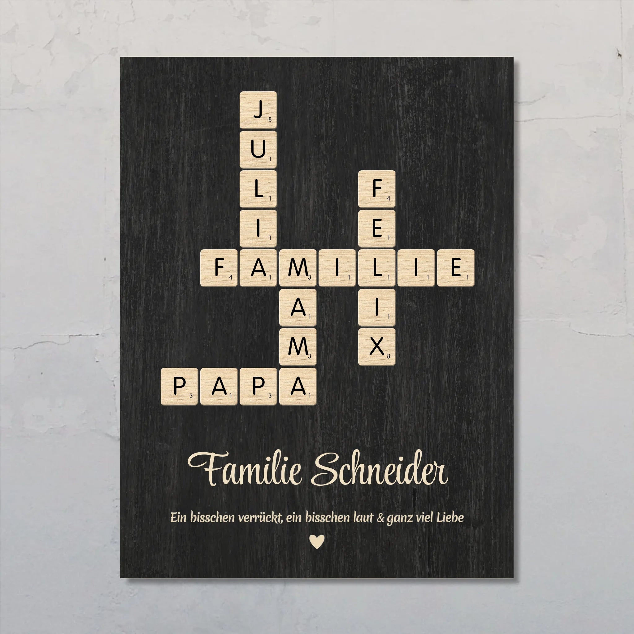 Personalisiertes Familienposter mit Namen im Scrabble-Design | Geschenk ...