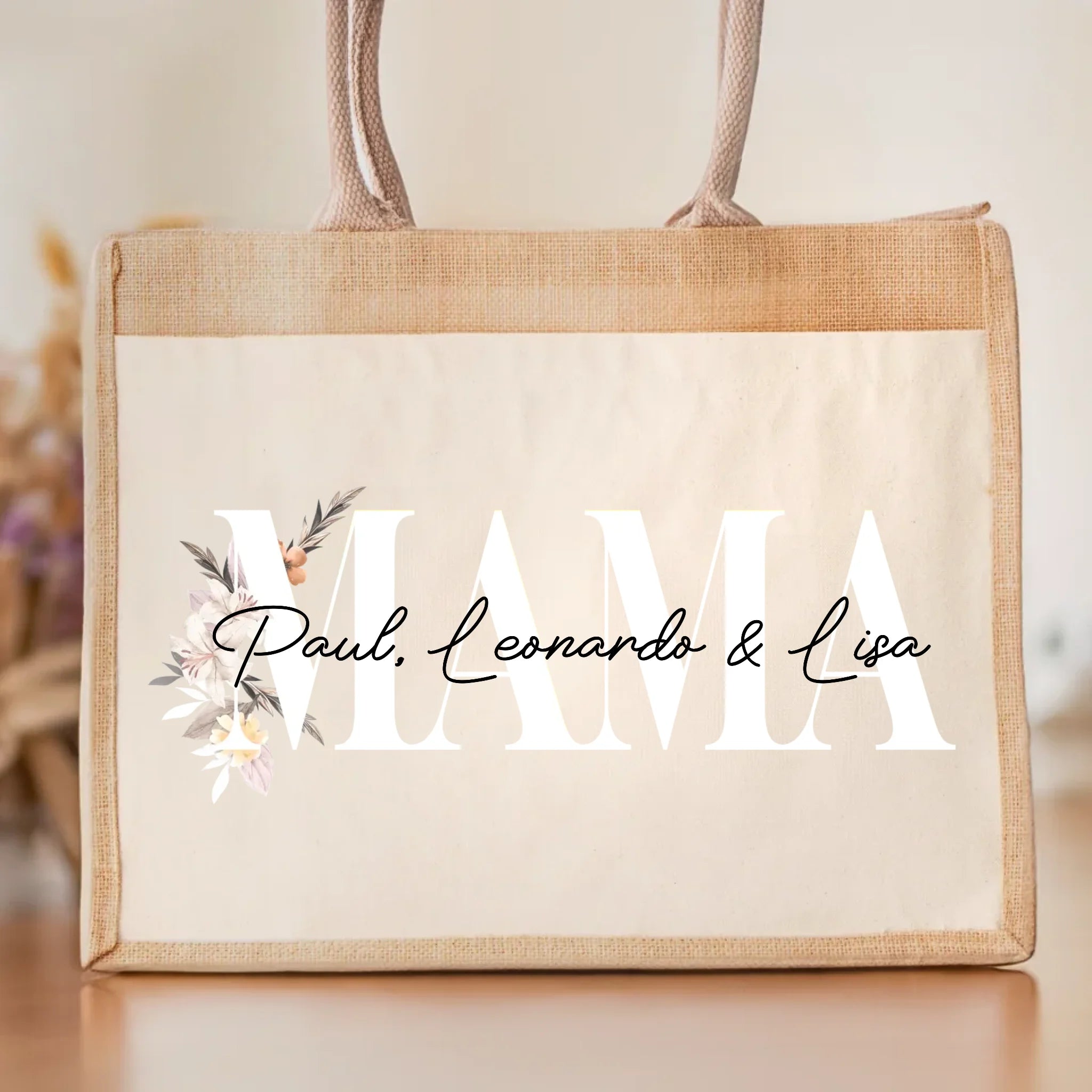 Personalisierte Tasche für Mama mit Kindernamen | Stofftasche für Mama ...